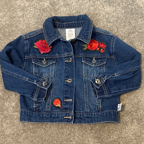 Disney | Jackets & Coats | Disney Denim Jacket With Floral Embroidery ...